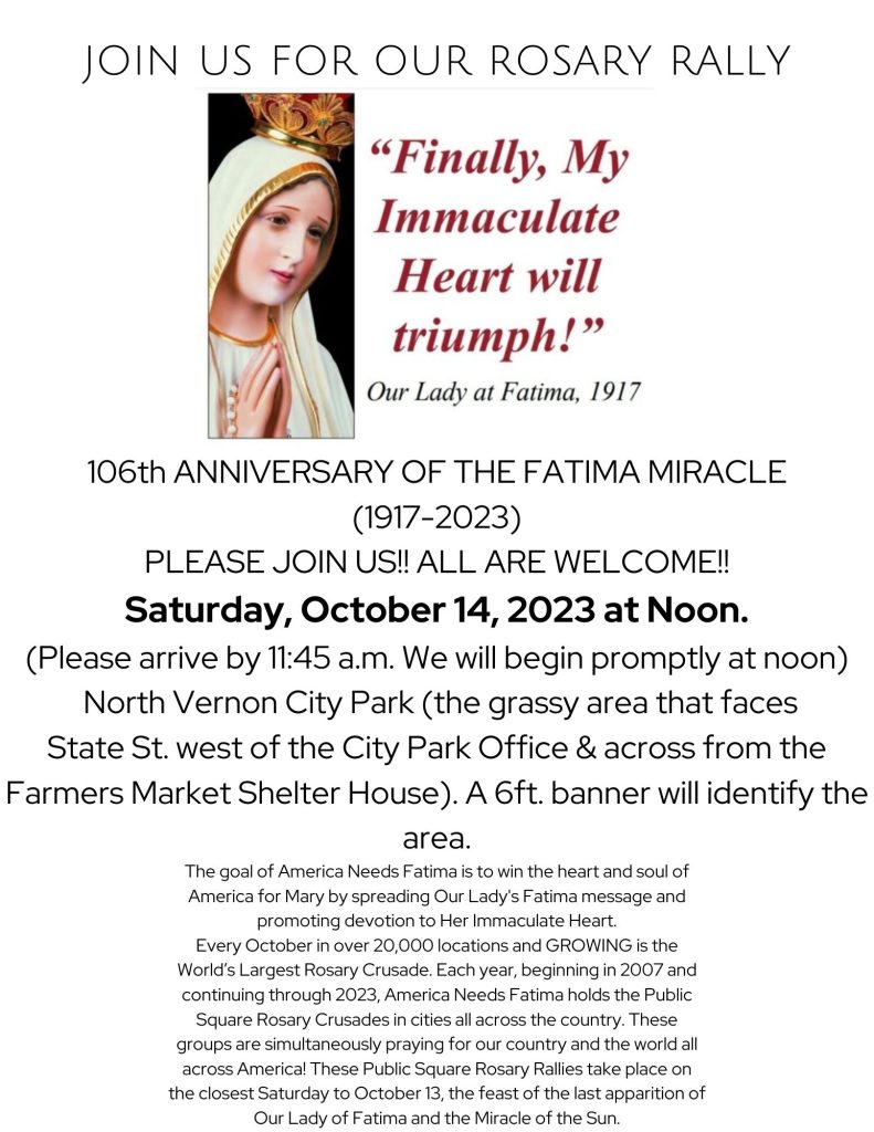 Rosary Rally in Honor of Our Lady of Fatima - CCJC